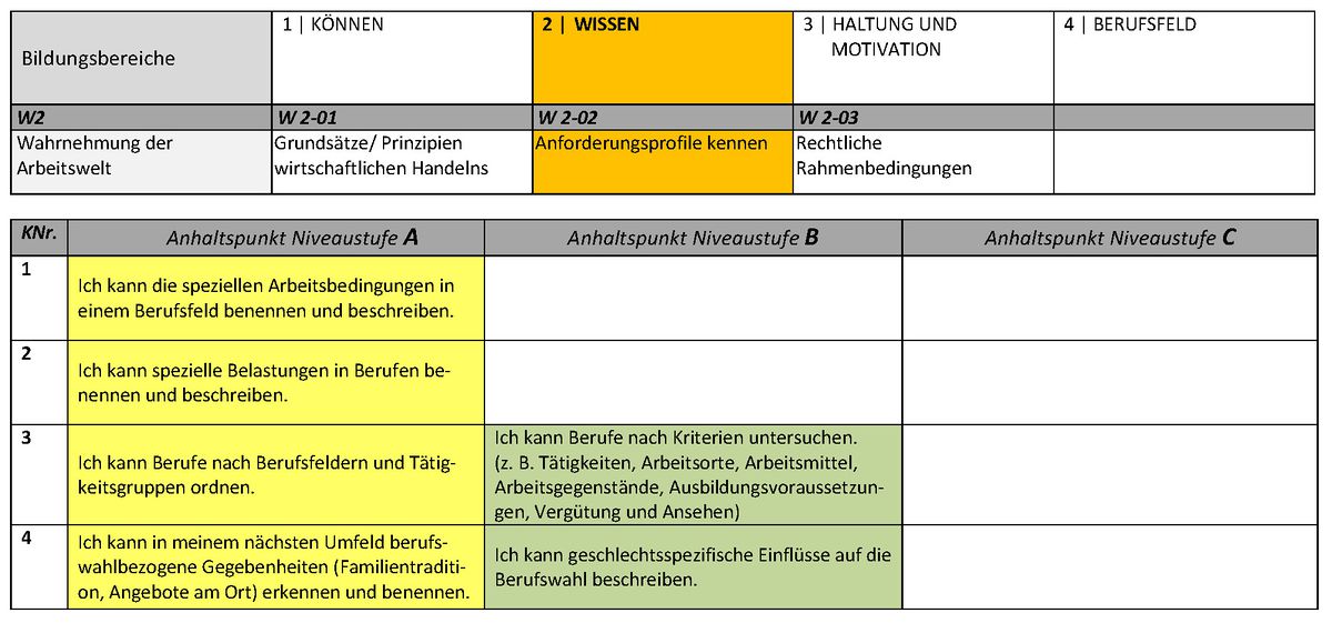Anforderungsprofile kennen Wissen Berufsorientierungs-Kompetenzraster MOOCit – MOOCit